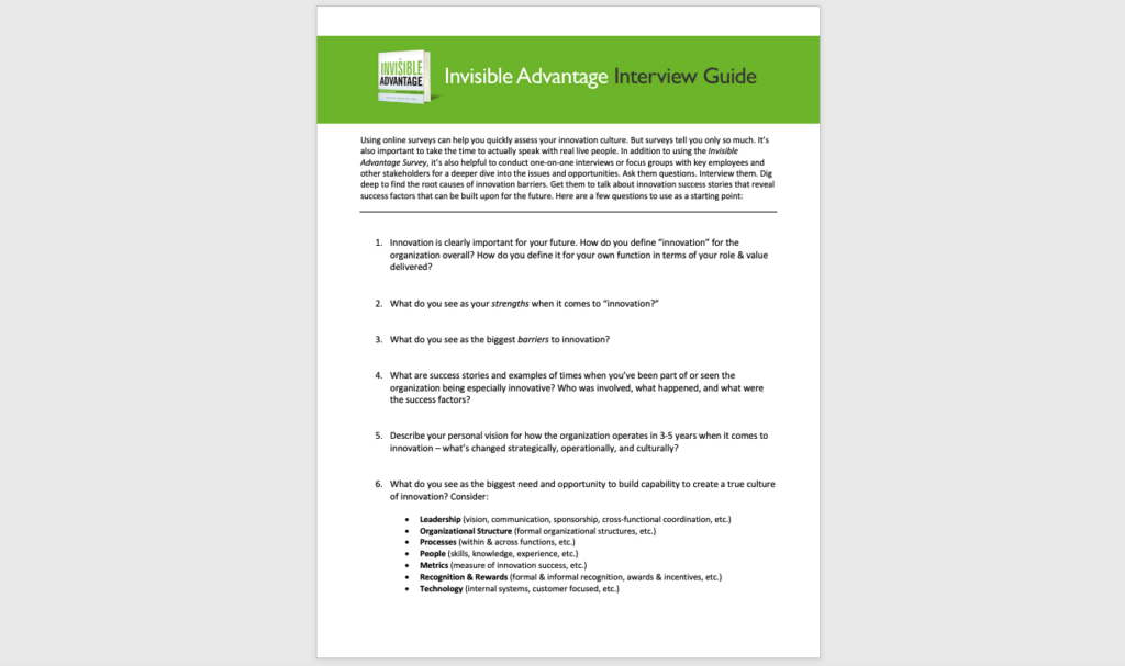 Invisible Advantage Culture of Innovation Toolkit AI Strategy ...