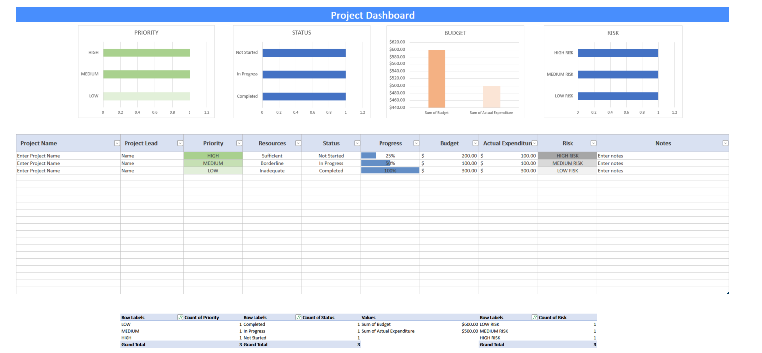 Project Dashboard Template