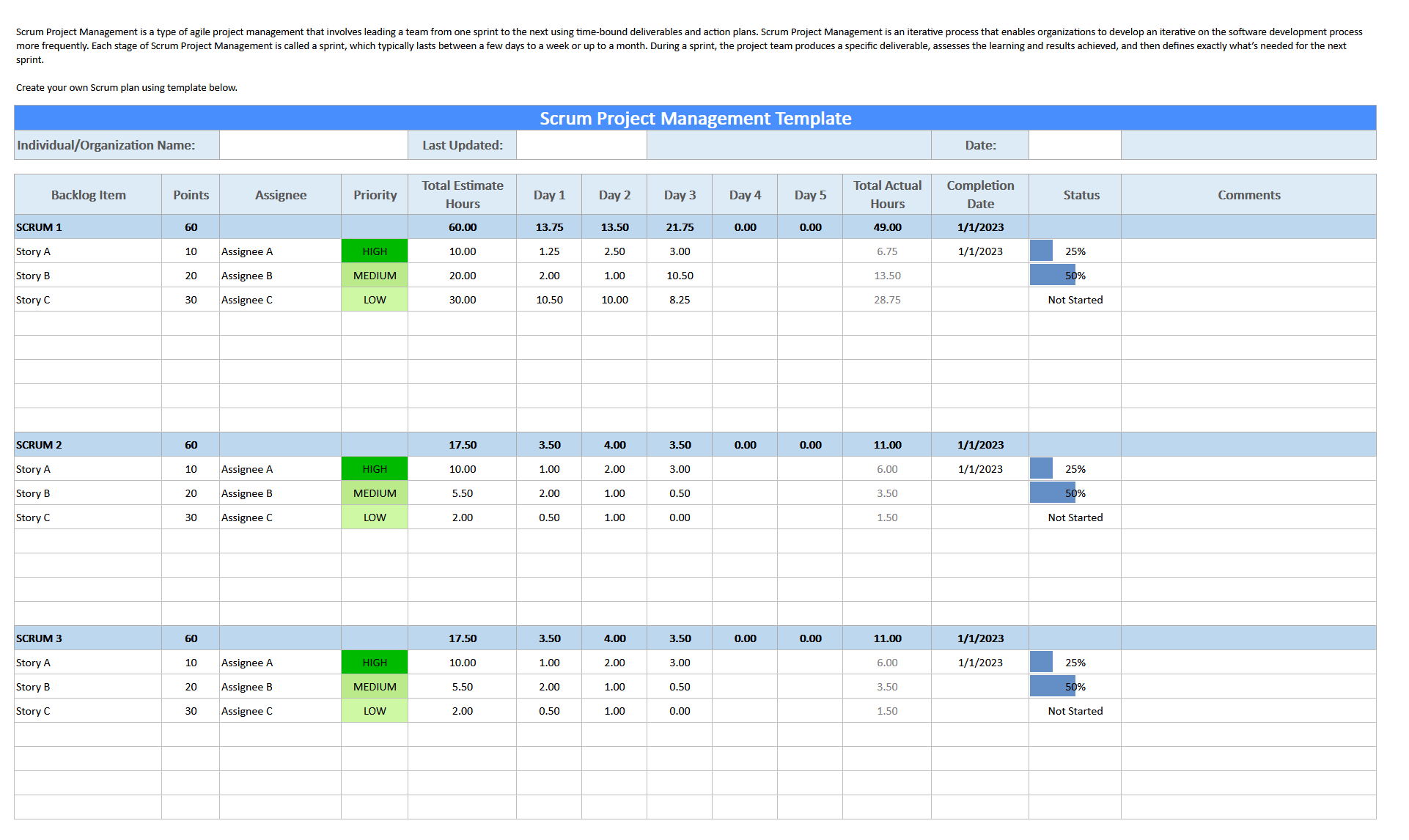 Scrum Project Management Template | Strategy, Innovation & Change ...